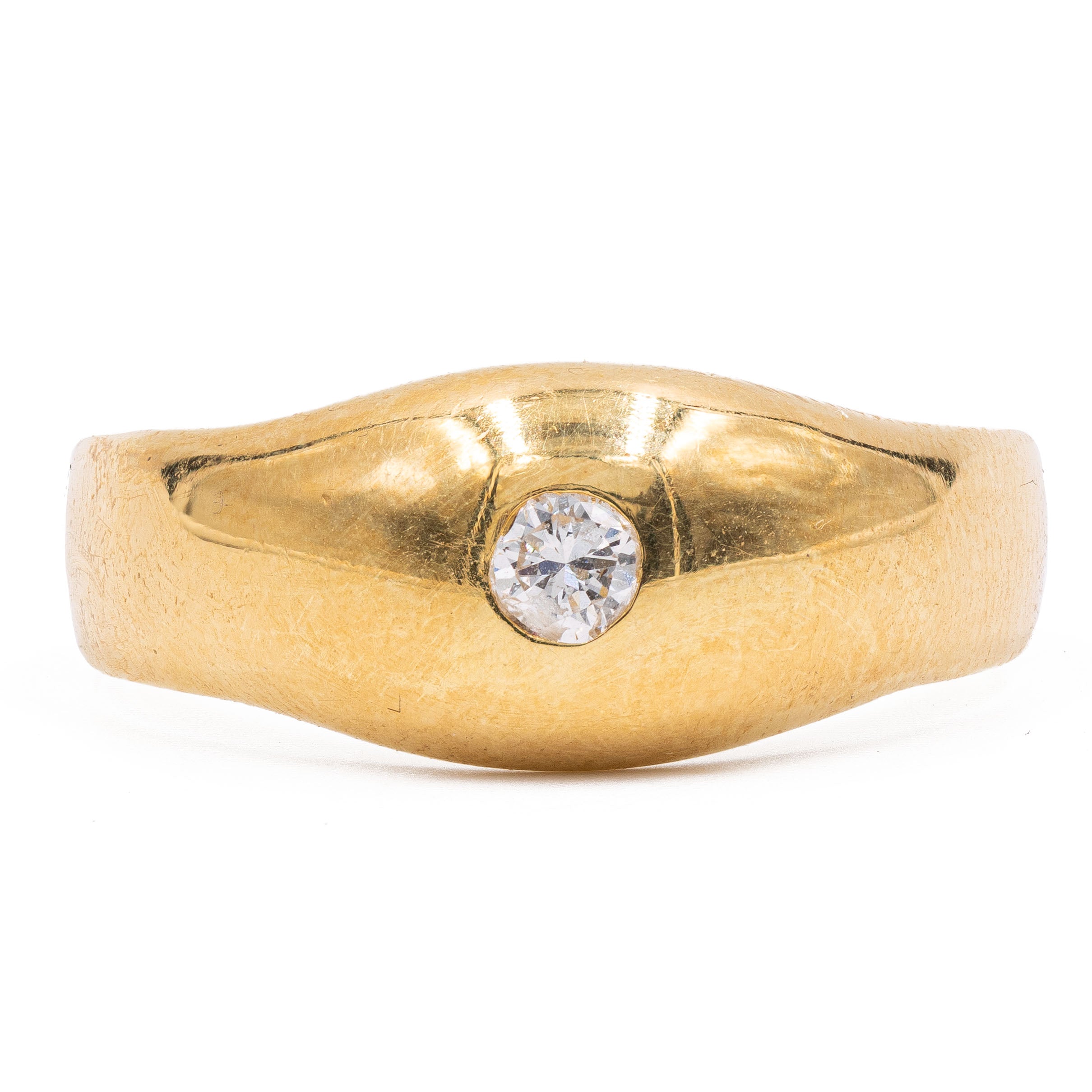 Anello gypsy vintage in oro giallo 18K con diamante di taglio brillant ...