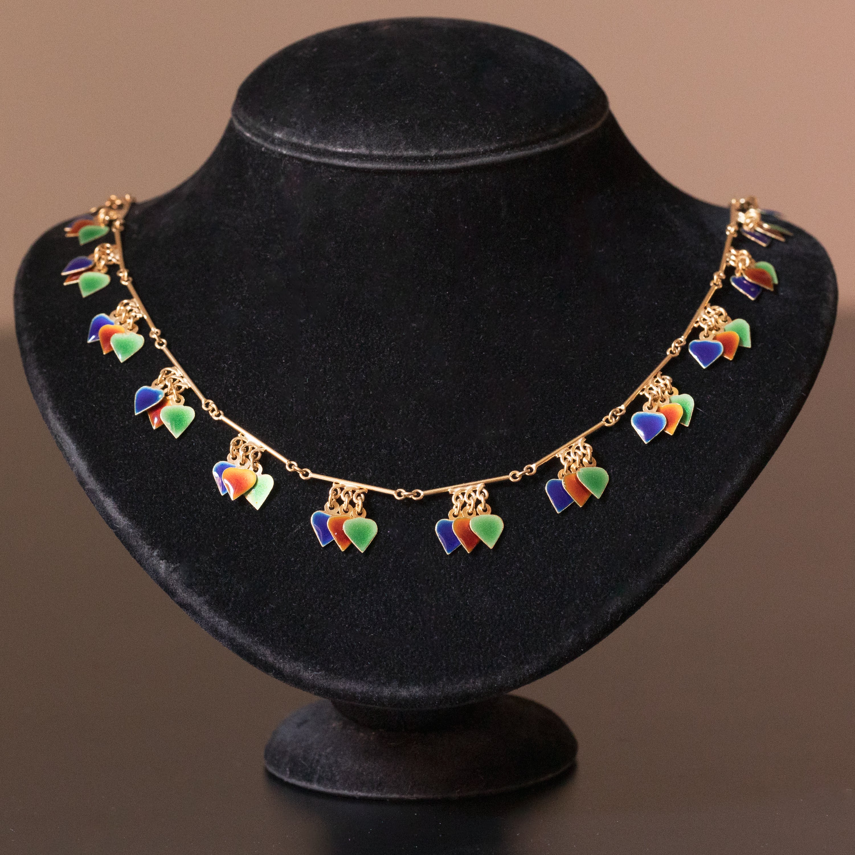 Collier vintage in oro giallo 18K con decorazioni pendenti a forma di ...