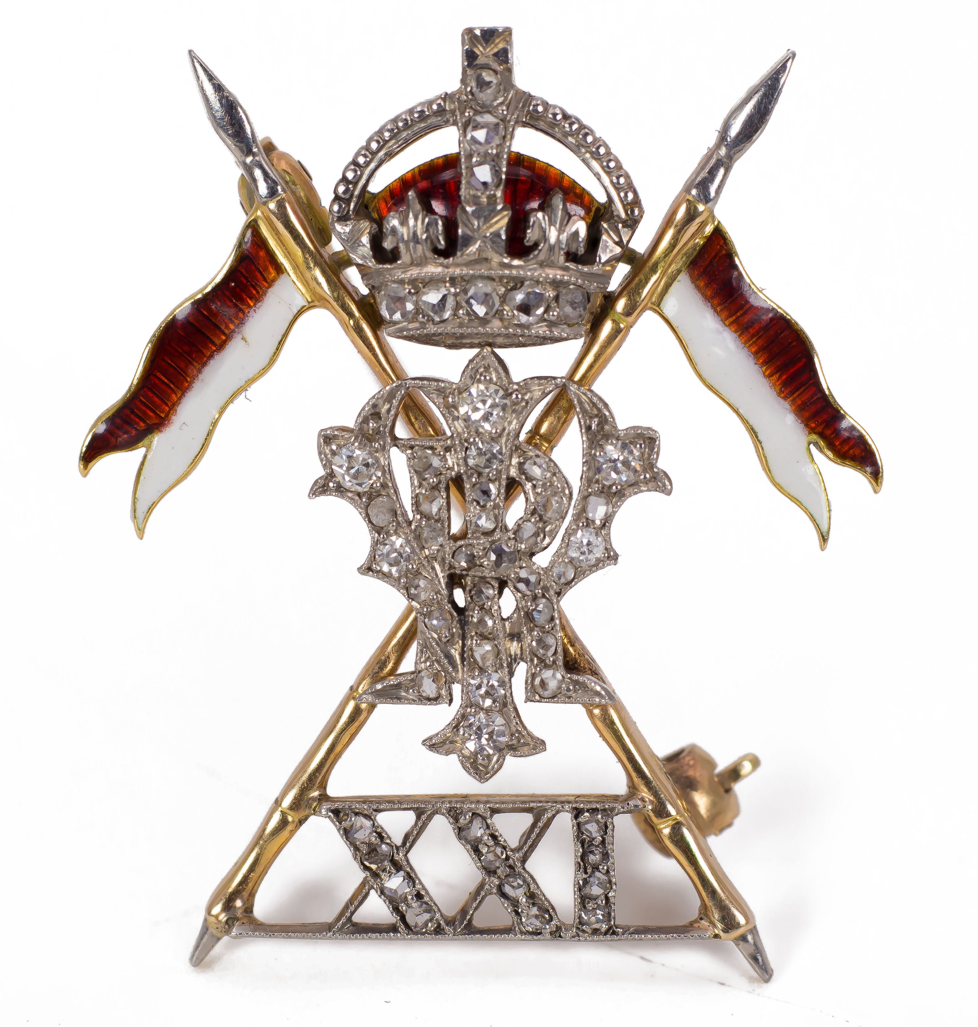 Vintage honor pin in 9k gold with enamels and diamonds – Antichità Galliera