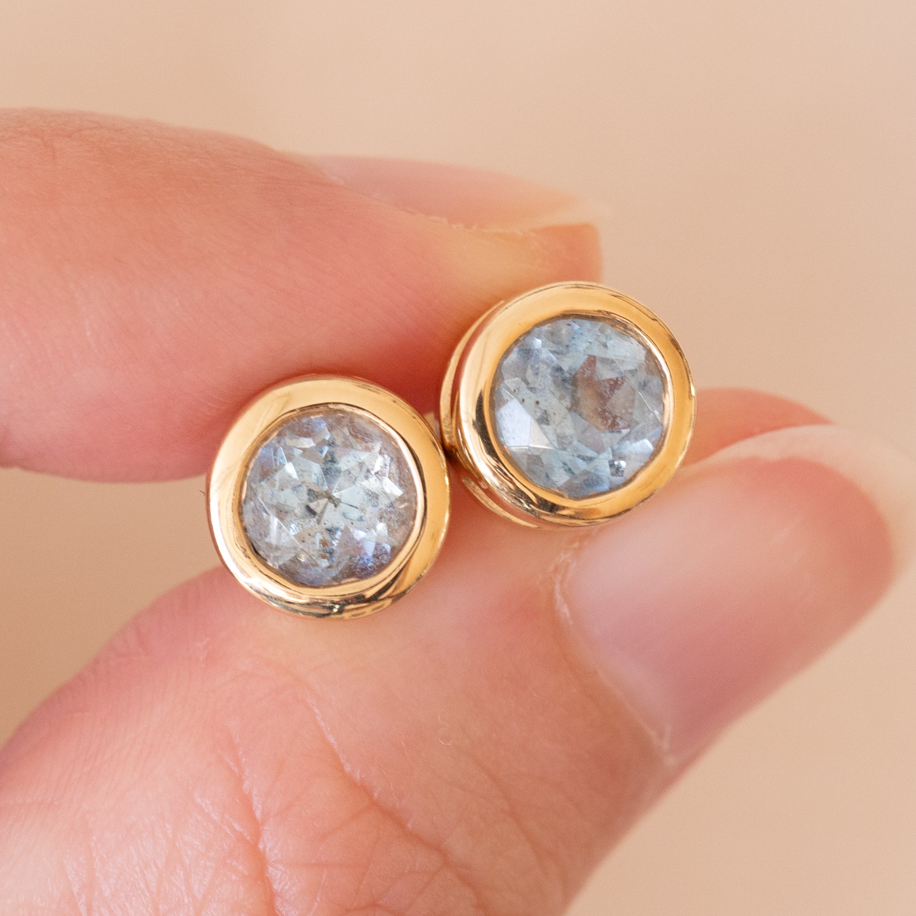 Orecchini vintage in oro 14K con topazi azzurri, anni ‘60/‘70 ...