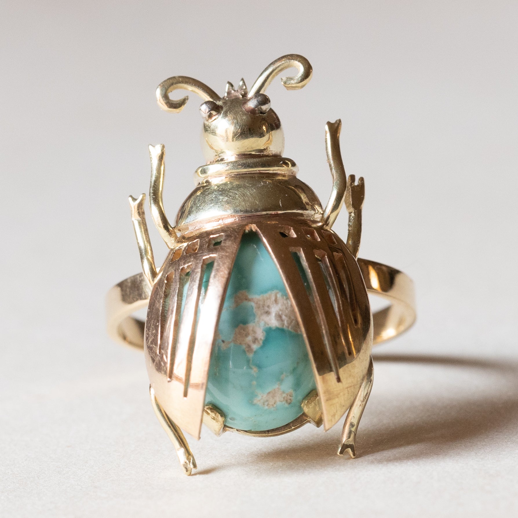 🪲 Ring converted from bug button cover in 18K gold and 14K gold ...
